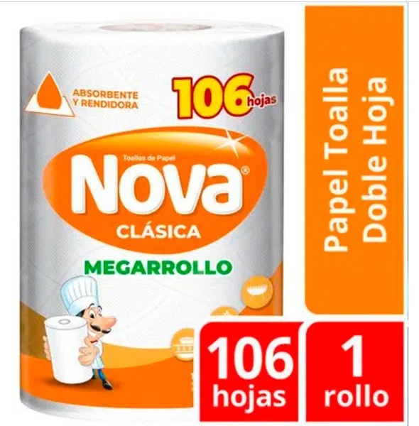 PAPEL TOALLA NOVA MEGARROLLO DOBLE HOJA X UNIDAD NARANJA 106 HOJAS – Ferropolis PERU