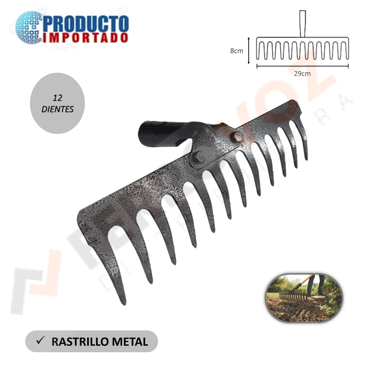 RASTRILLO METAL GALVANIZADO 12 DIENTES – Ferropolis PERU