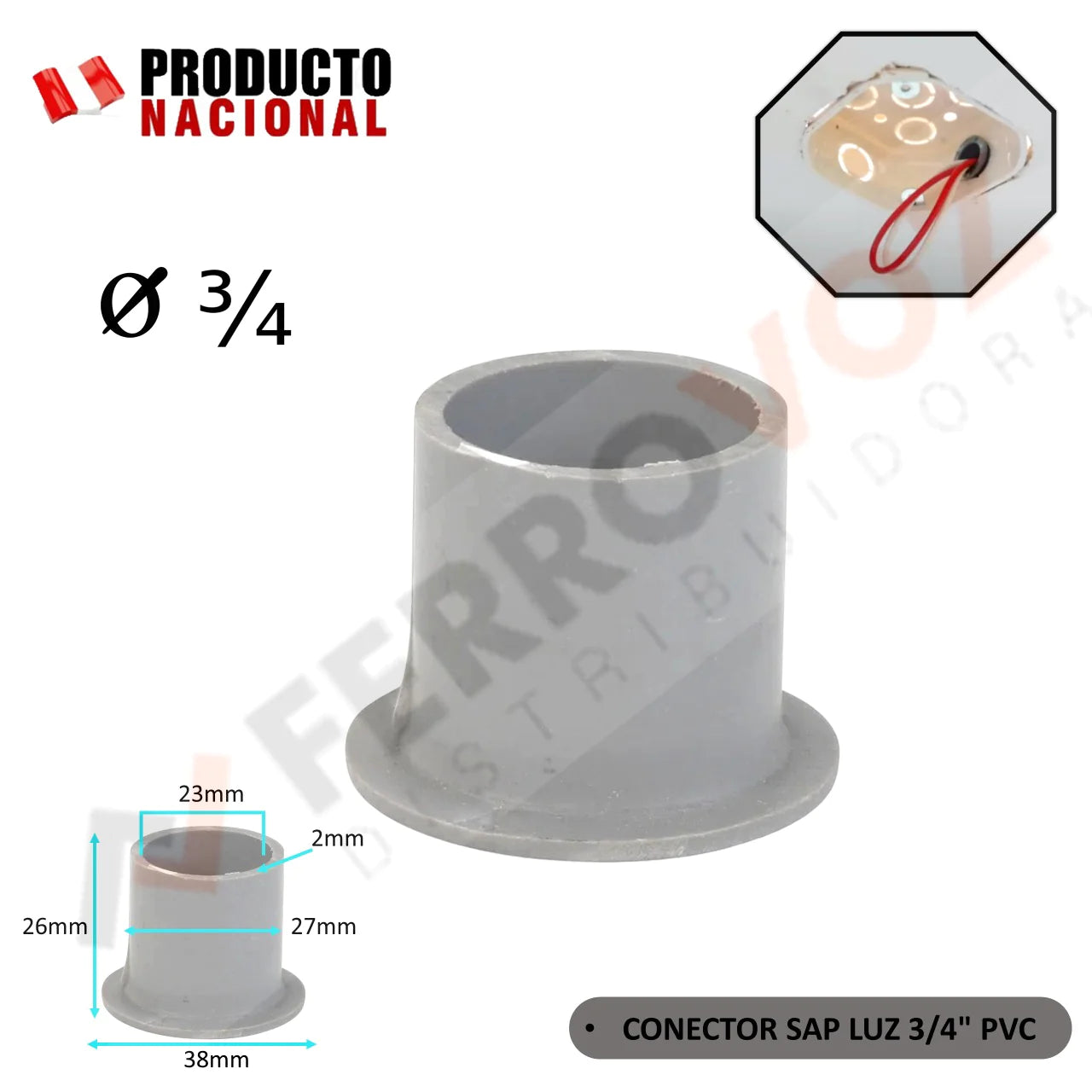 CONECTOR SAP LUZ 3/4" PVC – Ferropolis PERU