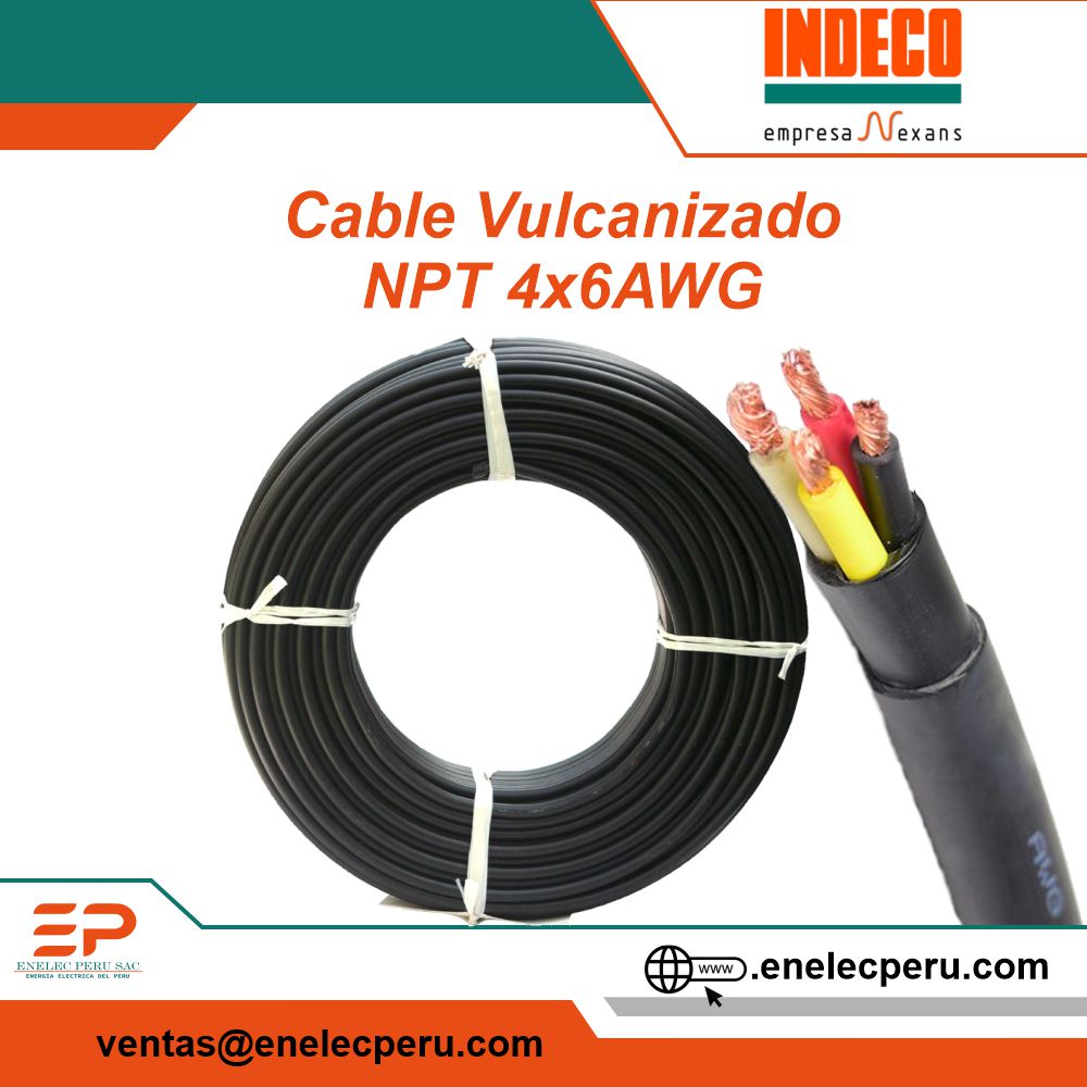 CABLE VULCANIZADO 4 x 6 AWG x MT "INDECO" – Ferropolis PERU