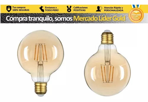 FOCO VINTAGE LED VIDRIO RETRO FILAMENTO 6W "EVERGREEN" – Ferropolis PERU