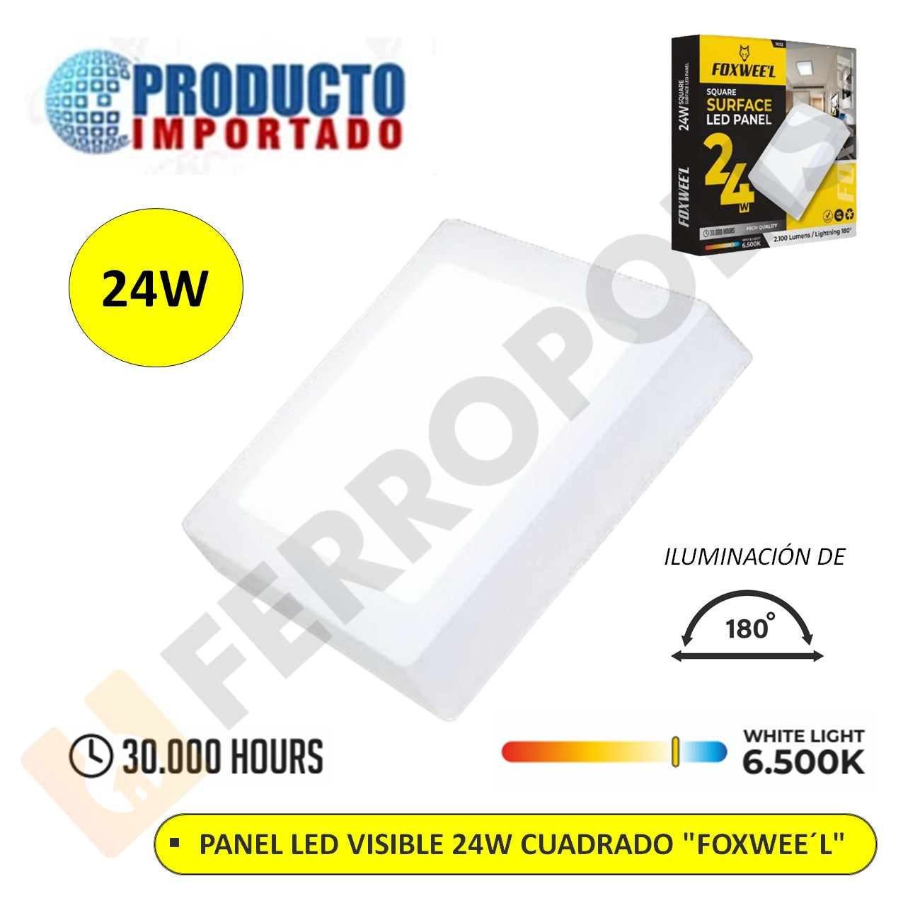 PANEL LED VISIBLE CUADRADO 24 W "FOXWEE´L" – Ferropolis PERU