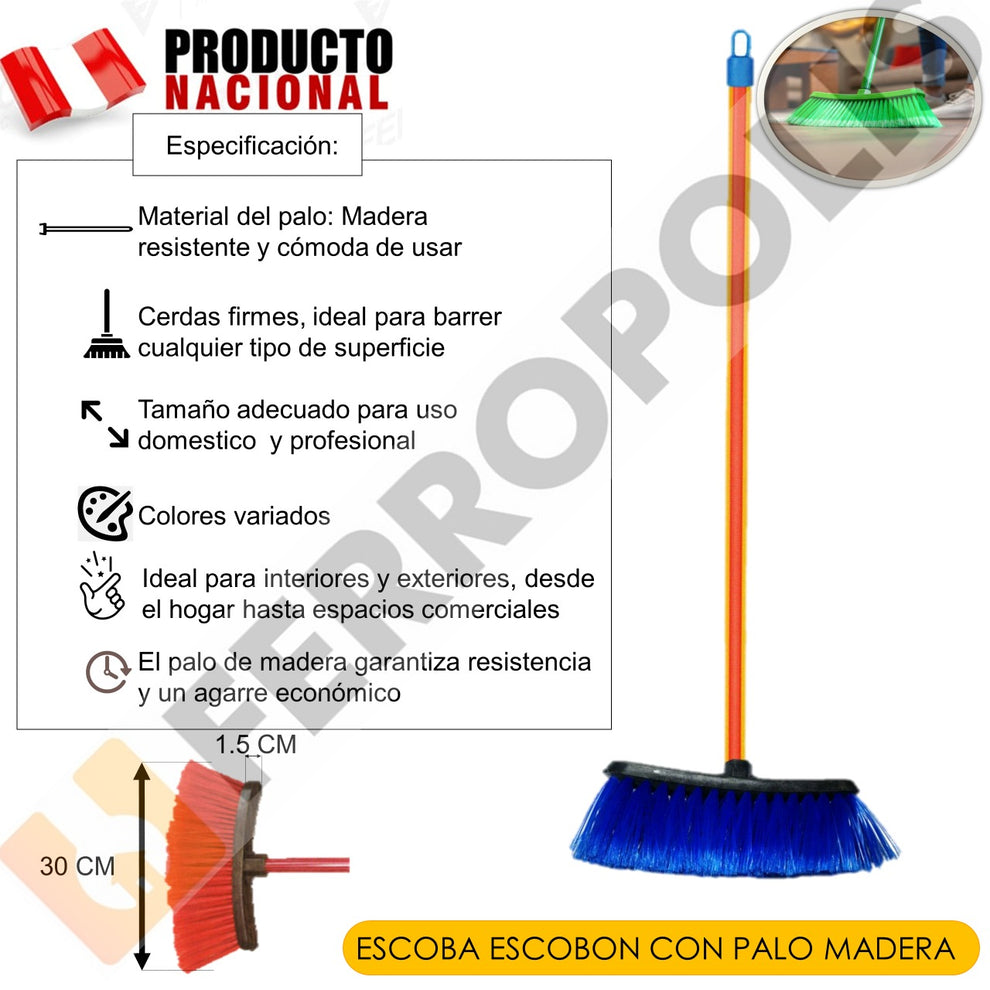 ESCOBA ESCOBON CON PALO MADERA – Ferropolis PERU