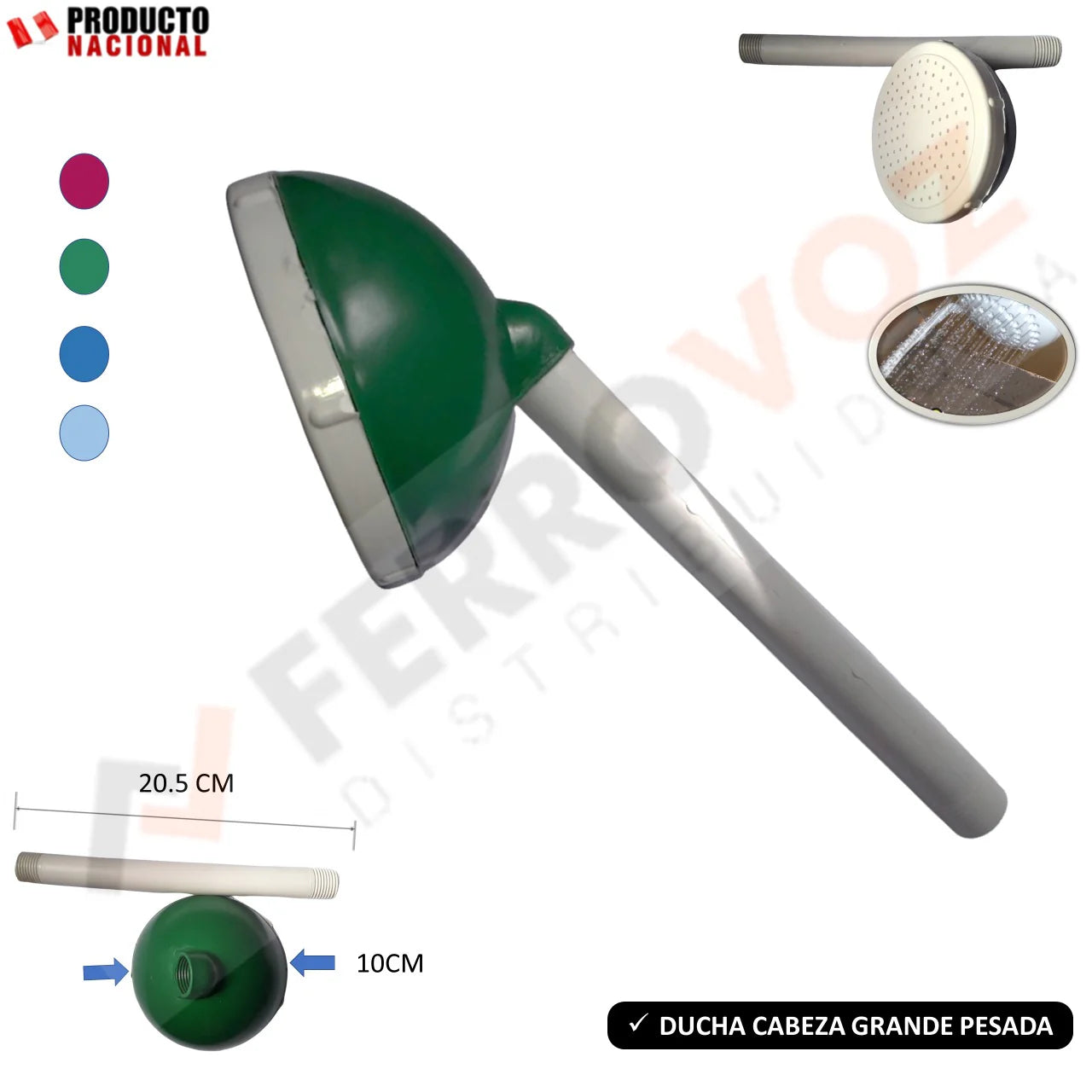 DUCHA PVC PESADA CABEZA GRANDE DIAGONAL – Ferropolis PERU