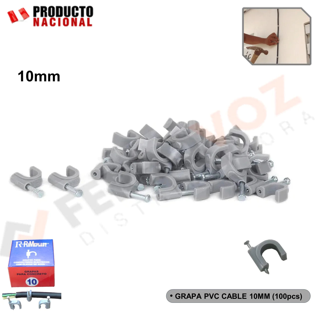 GRAPA P/CABLE RECTA 10MM ( X 100 PCS) PLOMO – Ferropolis PERU