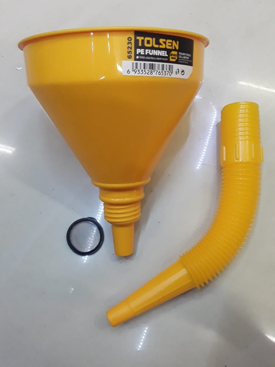 EMBUDO PLASTICO CUELLO FLEXIBLE 145 MM C/FILTRO "TOLSEN" – Ferropolis PERU