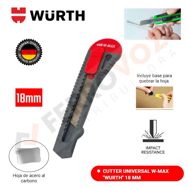 CUTTER UNIVERSAL W-MAX "WURTH" 18 MM – Ferropolis PERU