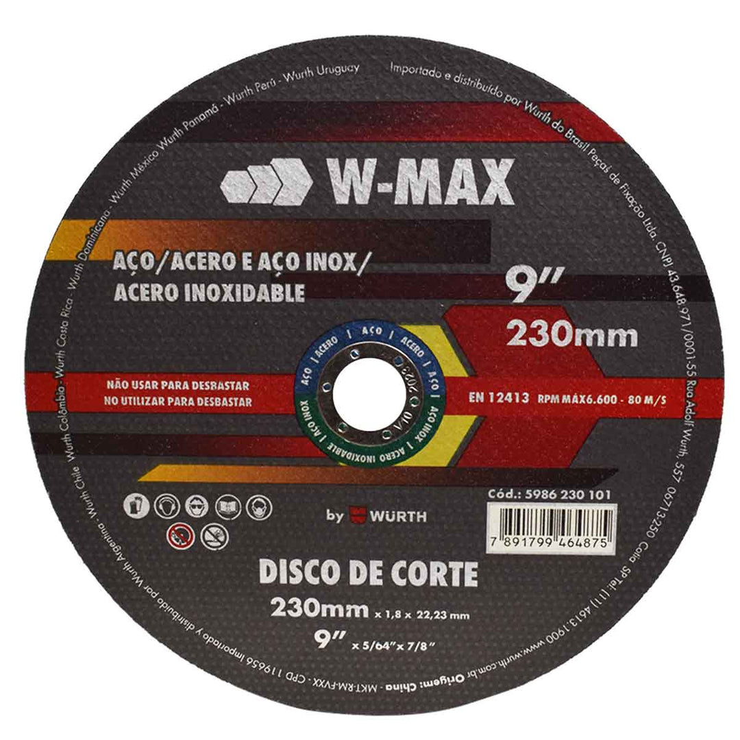 DISCO CORTE 9" 230mm-3mm "W-MAX" – Ferropolis PERU