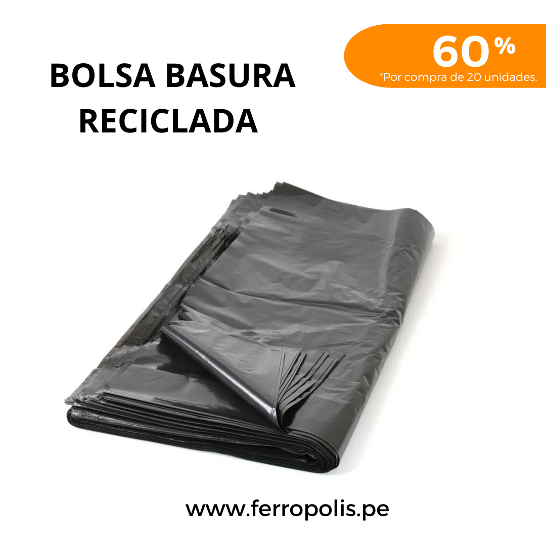 BOLSA BASURA RECICLADA 20 X 30 ( x 5 und ) – Ferropolis PERU