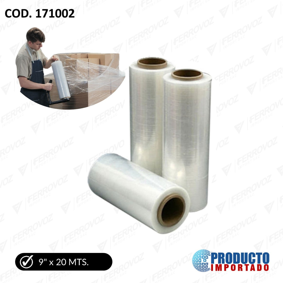 CINTA STRETCH FILM 18" X 20 UM X 3.3KG X ALTA ELASTICIDAD (X UNID ...
