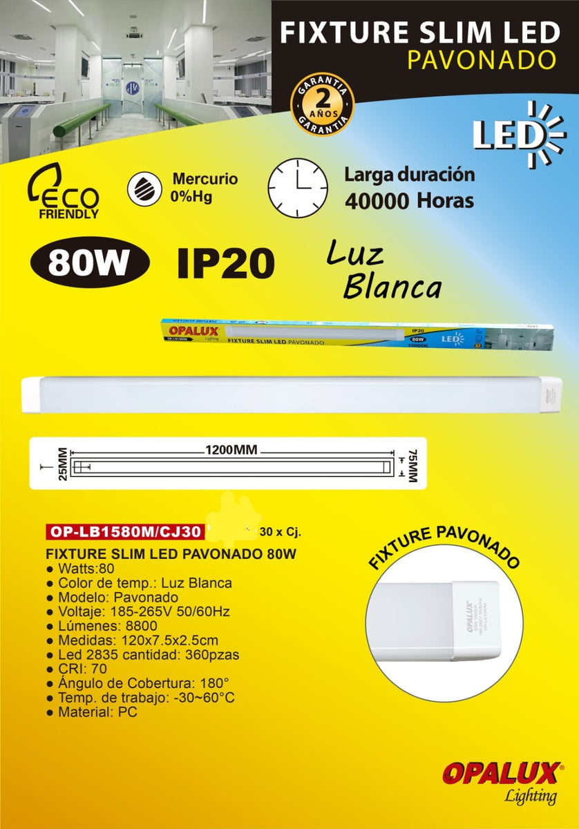 FLUORESCENTE LED DOBLE 80W-120cm "PREMIUM OPALUX" – Ferropolis PERU
