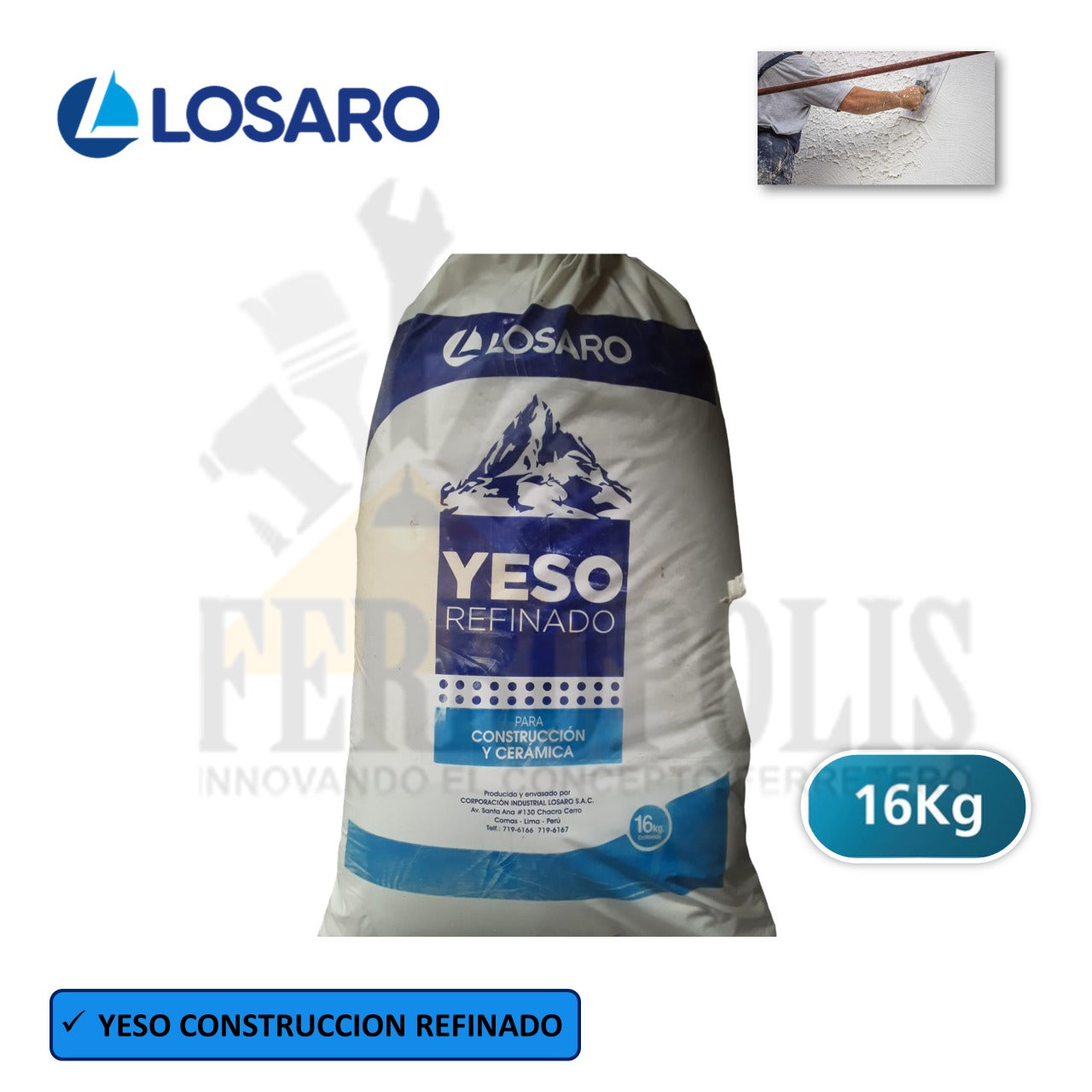 YESO CONSTRUCCION "LOSARO" SACO X 15 KG – Ferropolis PERU