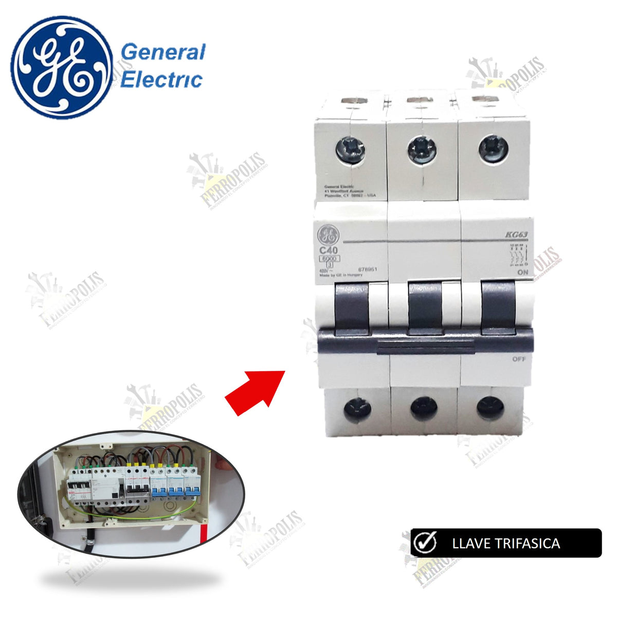 LLAVE TERMICA TRIFASICA 25A "GENERAL ELECTRIC" – Ferropolis PERU