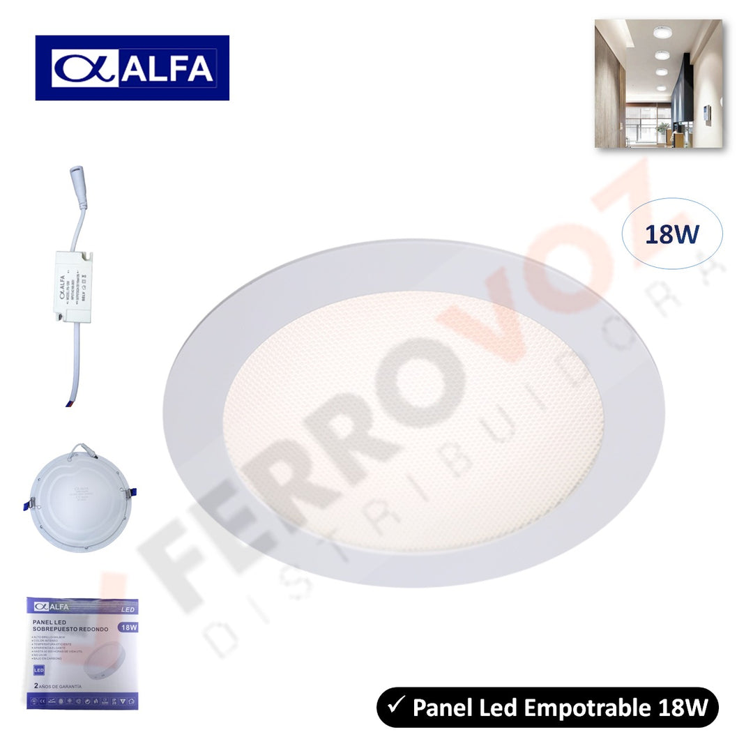 PANEL LED EMPOTRAR 18W REDONDO – Ferropolis
