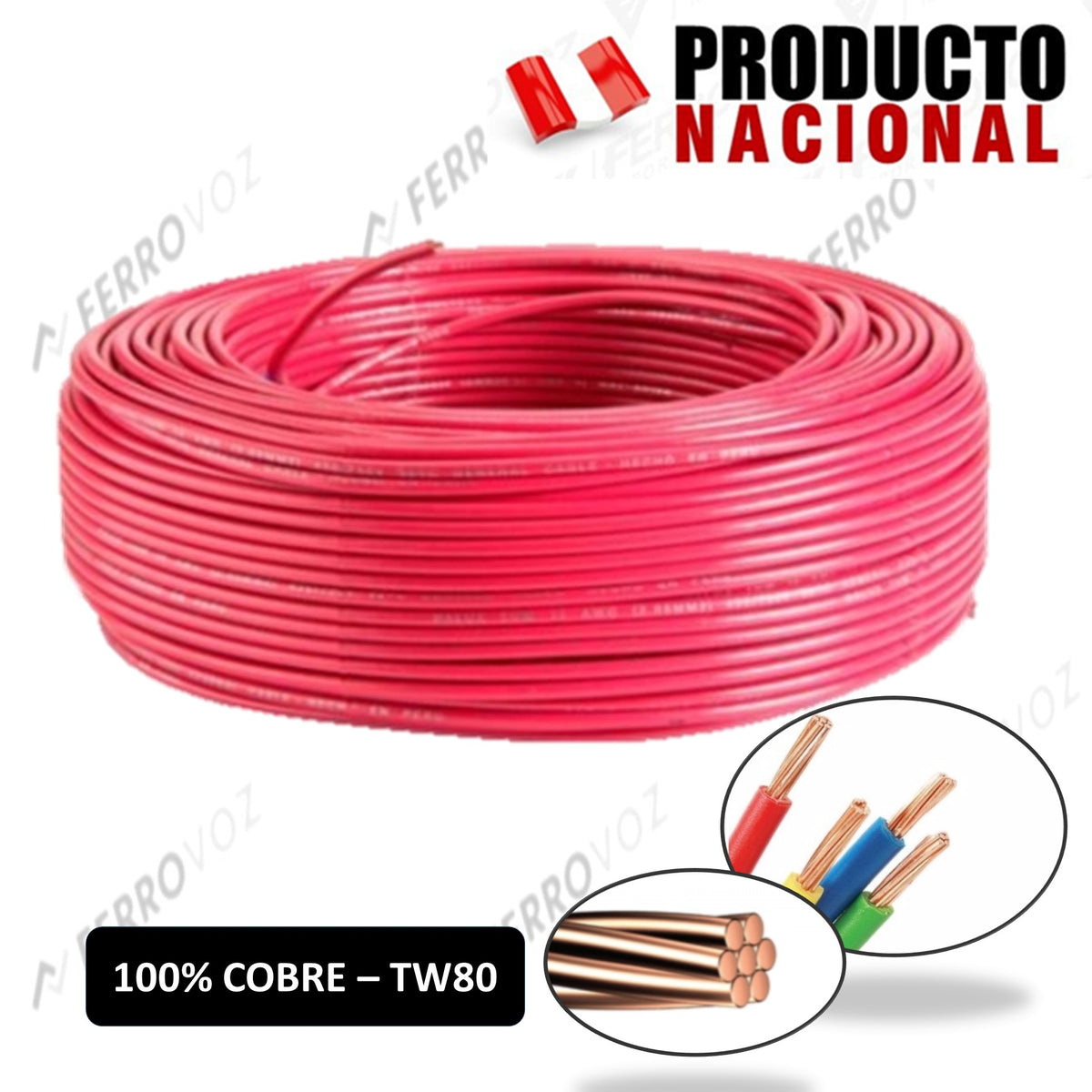 CABLE ELECTRICO #12 x 7 hilos TW80 COBRE NACIONAL ( X ROLLO ...